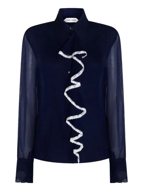 Alberta Ferretti Ruffled Lace Shirt - Black