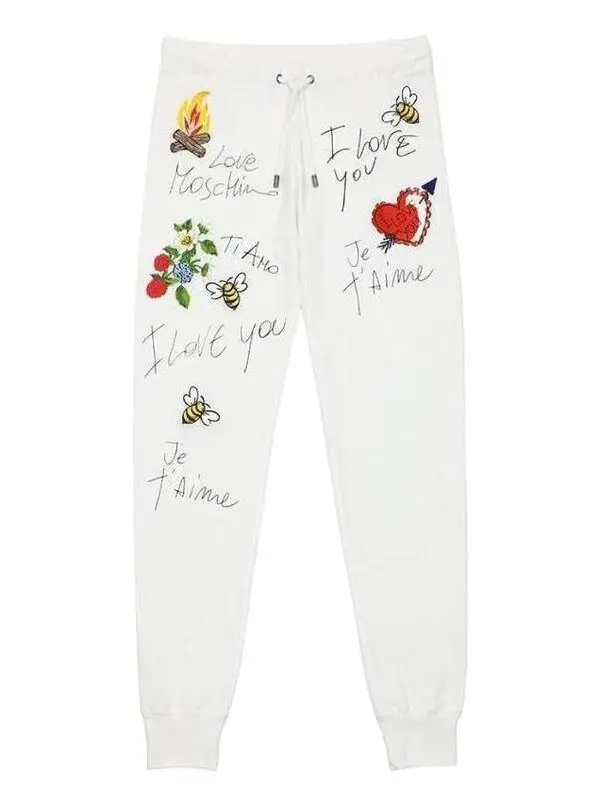 Moschino Embroidered Logo Sweatpants - White