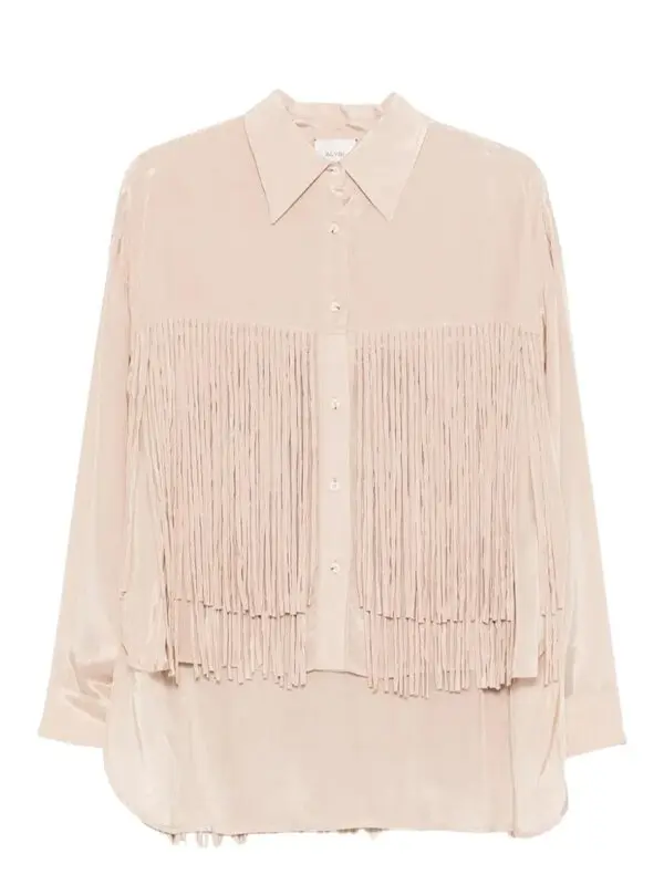 ALYSI Fringed Long Sleeve Shirt - Cipria