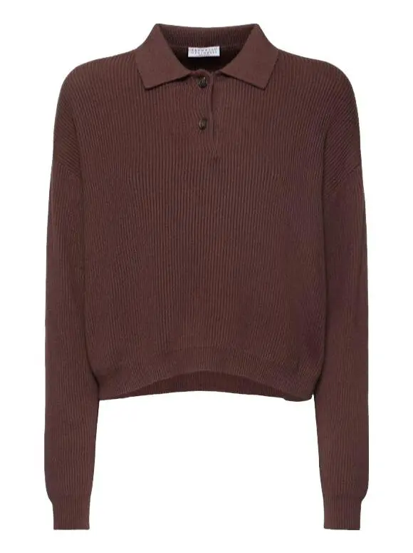 Brunello Cucinelli Cotton Polo Sweater - Red