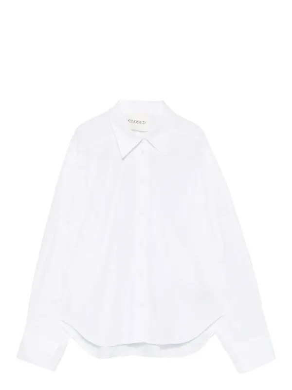 Closed Buttoned Shirt With Arc-shaped Hem - White