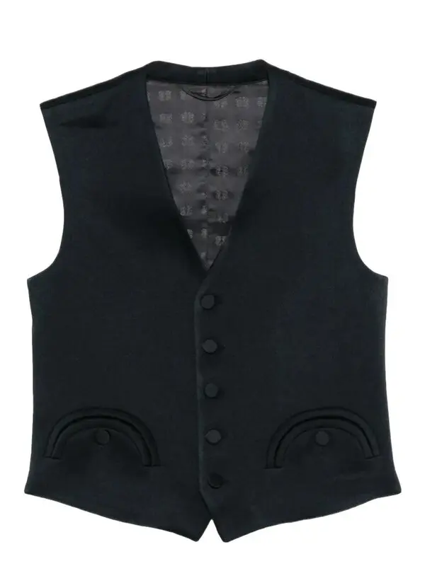 BLAZÉ MILANO V-neck Buttoned Waistcoat - Black