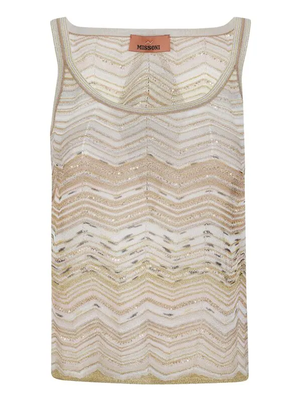 Missoni Chevron Lamé Tank Top - Nude