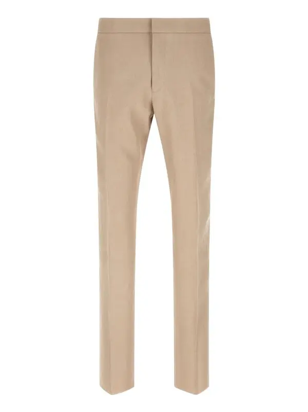 Zegna Pleated Linen Trousers - Nude