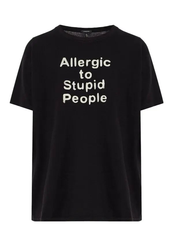 R13 Slogan Print T-shirt - Black