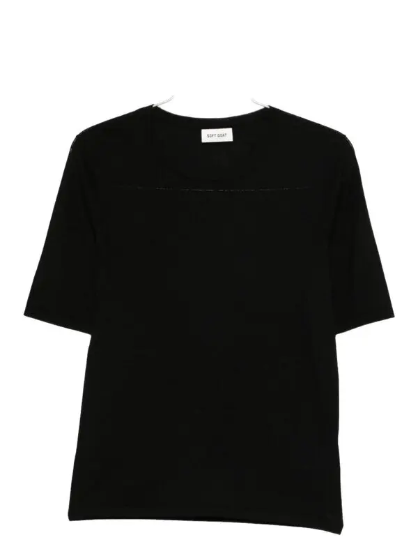 Soft Goat Crew Neck Long-sleeved Knitwear - Black