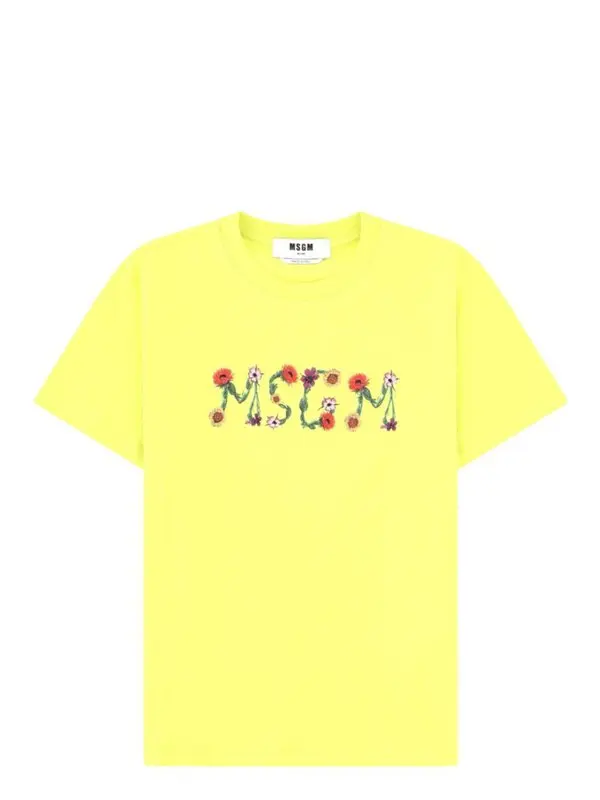 MSGM Floral Logo T-shirt - Yellow