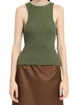 MAISON MARGIELA Ribbed Sleeveless Knitted Top - Khaki