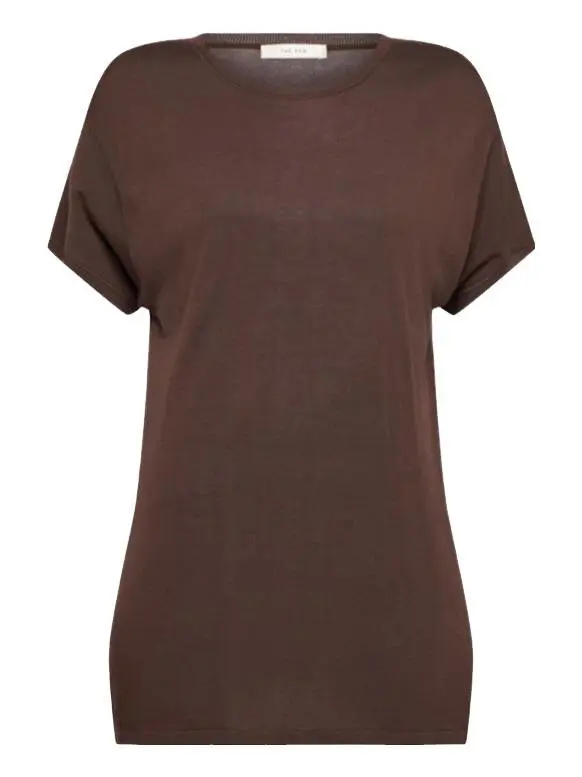 THE ROW Kota Fine Viscose Blend Short Sleeve Top - Brown