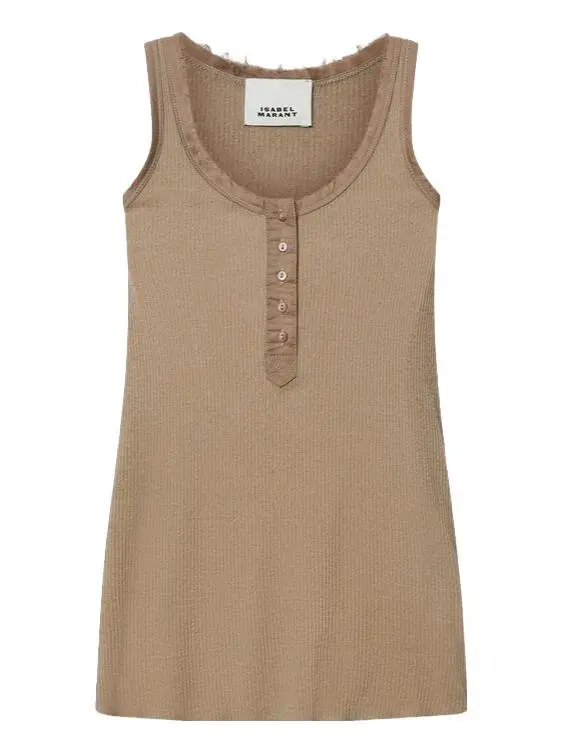 Isabel Marant Étoile Helma Henley Ribbed Top - Nude