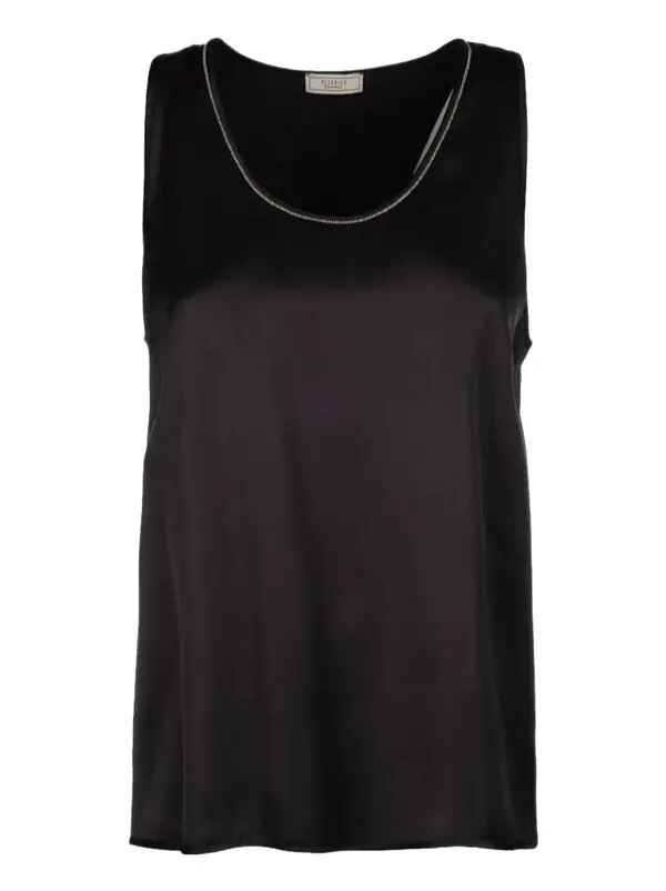 Peserico Embellished Satin Top - Black