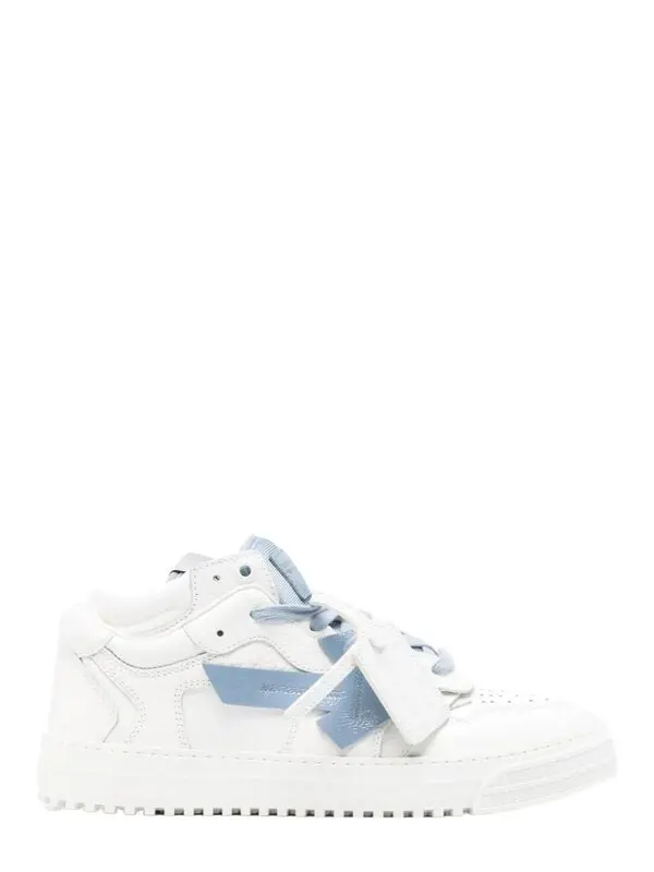 Off-White Round Toe Lace-up Sneakers - White