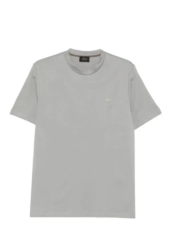 Brioni Embroidered Round-neck T-shirt - Gray