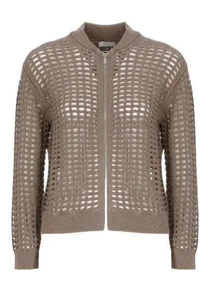 Peserico Open-knit Zip Cardigan - Gray