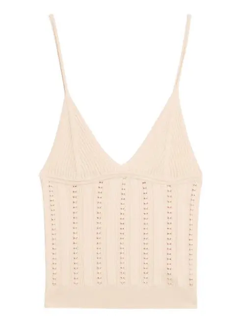Blumarine Ribbed Knit Crop Top With V-neckline - Pink Eye Shadow