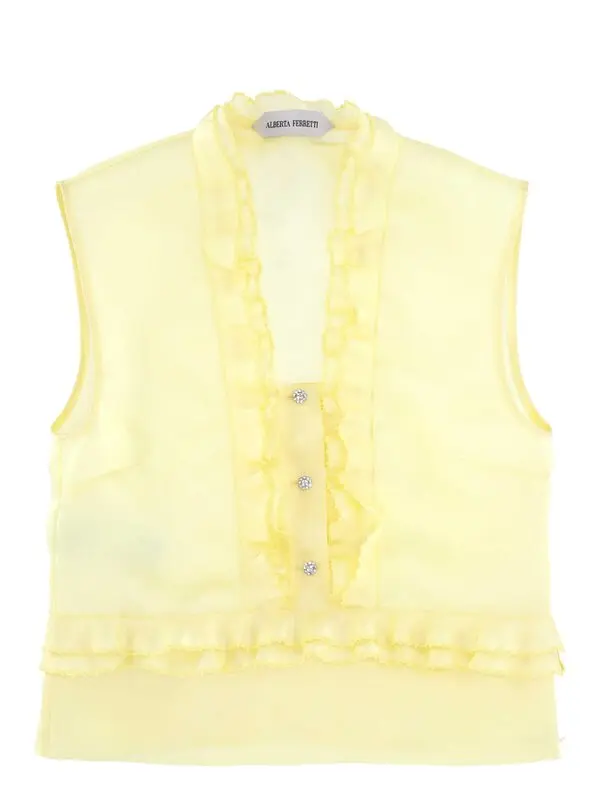 Alberta Ferretti Sleeveless Ruffled Shirt - Yellow