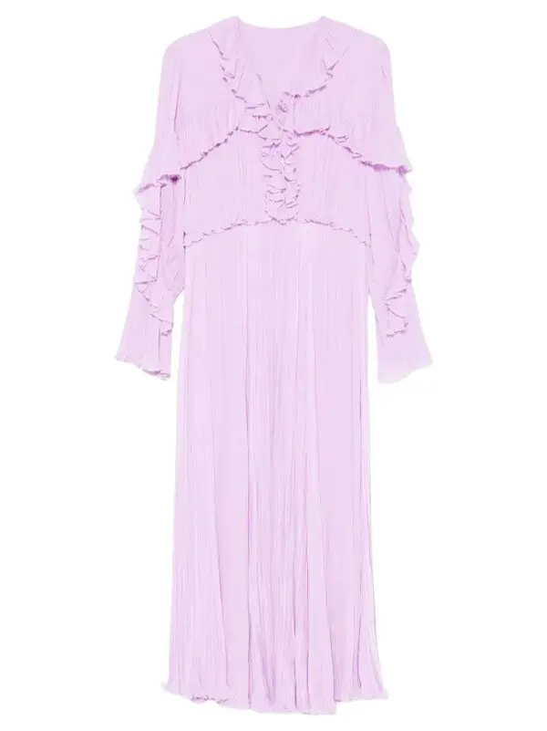Alberta Ferretti Ruffled Pleated Maxi Dress - Pink