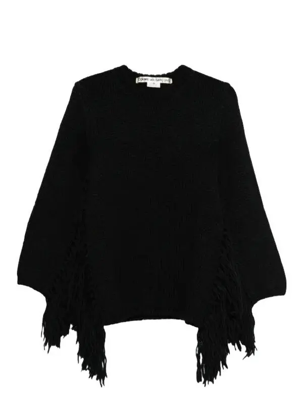 Comme Des Garçons Long Sleeve Sweater With Tassel Trim - Black