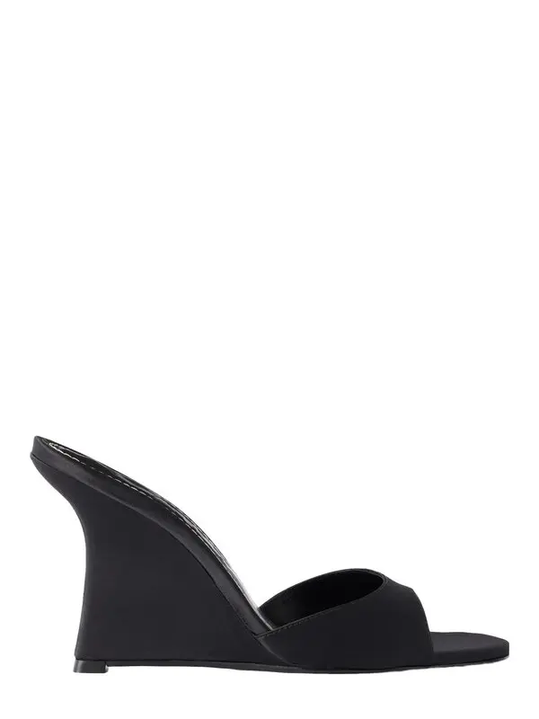 Staud Brigitte Satin Wedge Mules - Black