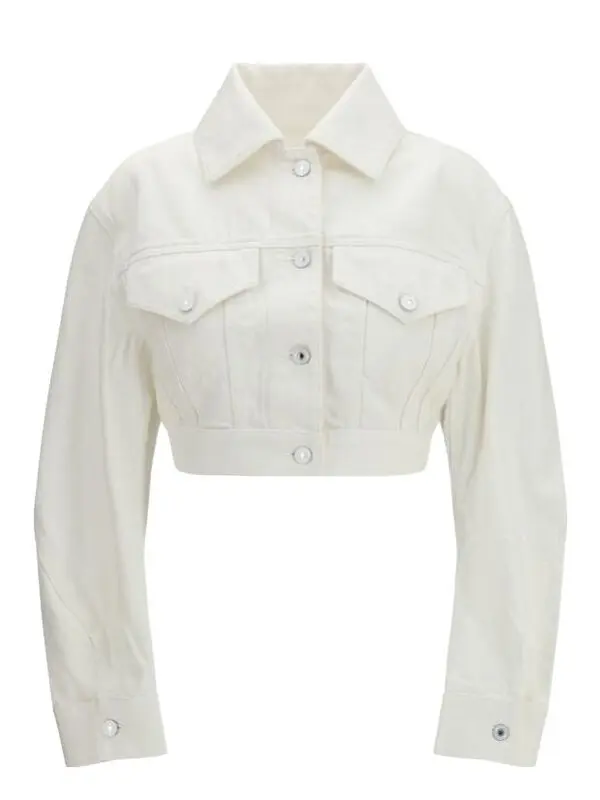Givenchy Cropped Opened-back Denim Jacket - Off White