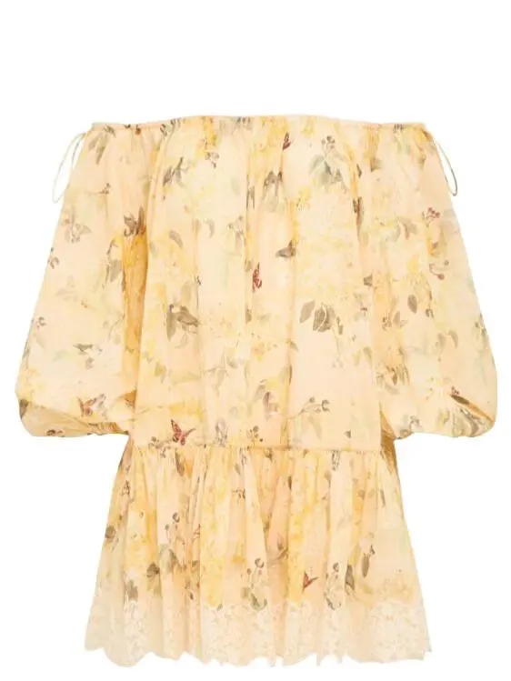 Zimmermann Tiered Cotton Mini Dress - Nude