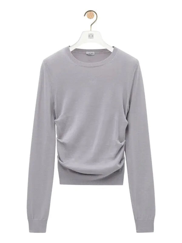 Loewe Draped Sweater In Cashmere And Silk - Light Gray
