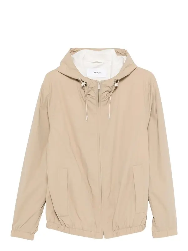 LARDINI Hooded Zip-up Jacket - Nude