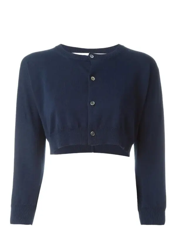 Comme Des Garçons Long-sleeved Crewneck Cardigan - Black