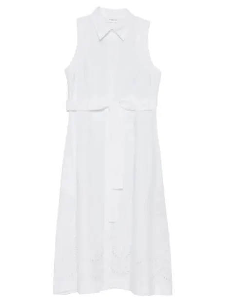 P.a.r.o.s.h Eyelet Belted Midi Dress - White