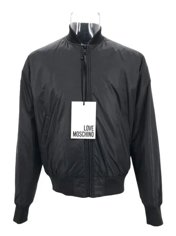 Moschino Long Sleeve Zip Up Bomber Jacket - Black