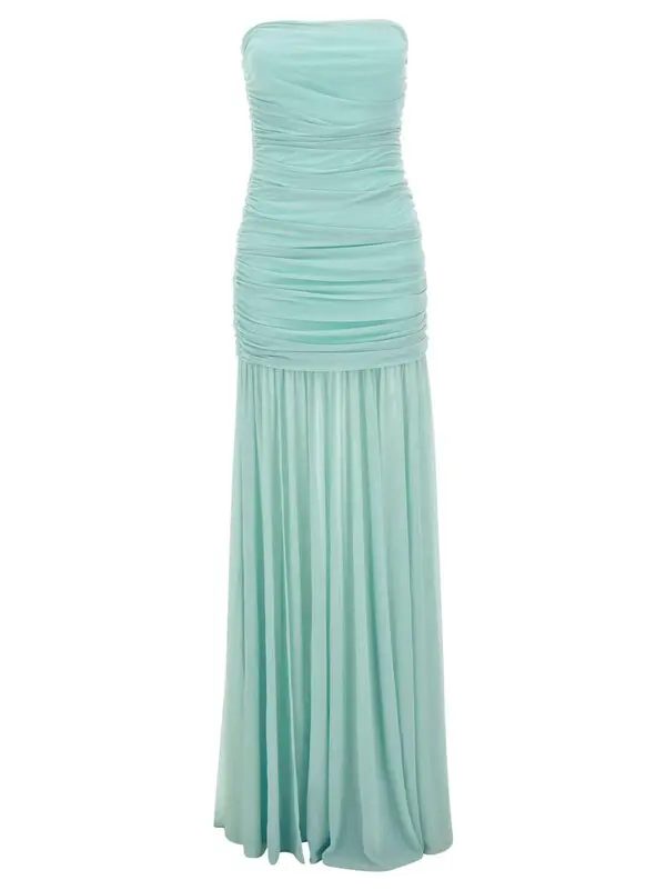 Retrofete Ruched Strapless Maxi Dress - Blue