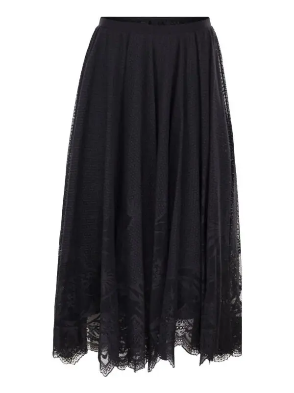 Fabiana Filippi Floral Lace Midi Skirt - Black