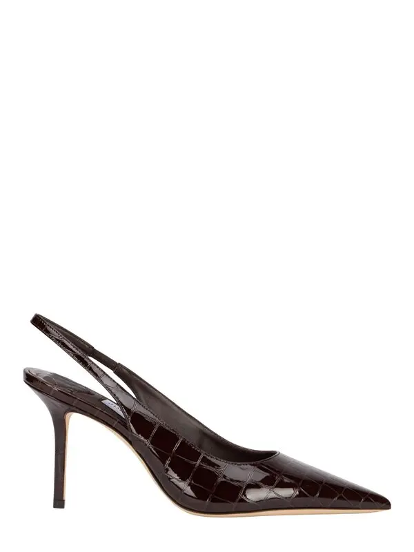 JIMMY CHOO Love 85 Crocodile Embossed Leather Slingback Pumps - Black