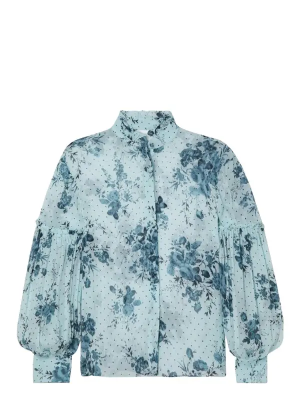 Erdem Ruffle Print Shirt - Blue