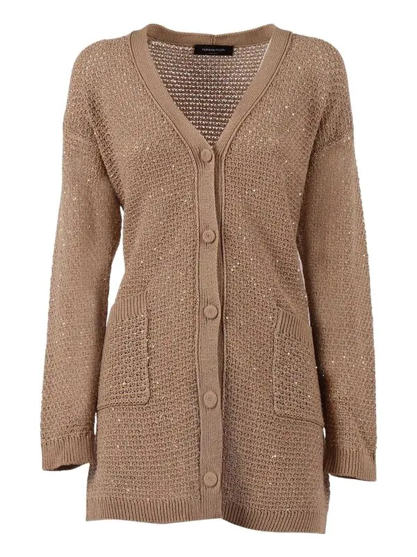 Fabiana Filippi V-neck Sequined Oversized Cardigan - Brown