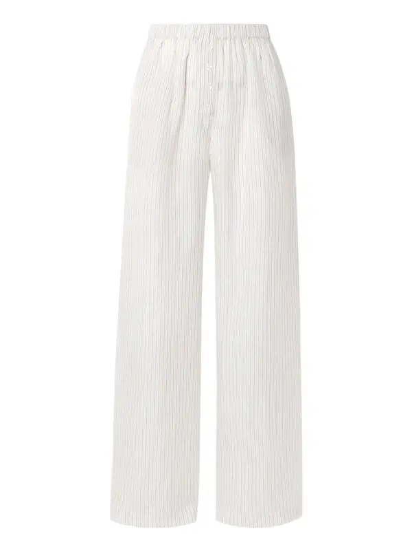 THE FRANKIE SHOP Striped Wide-leg Trousers - White