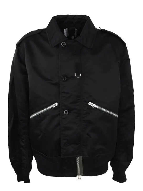 Sacai Collared Zip-up Jacket - Black