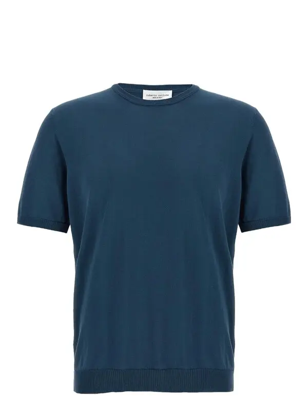 ROBERTO COLLINA Short-sleeve Knitted Sweater - Blue