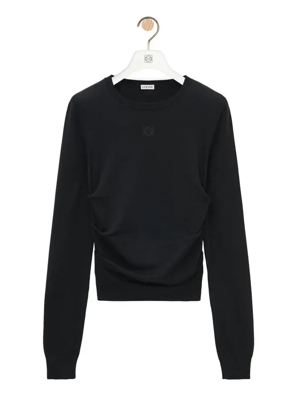 Loewe Draped Sweater In Cashmere And Silk - Black