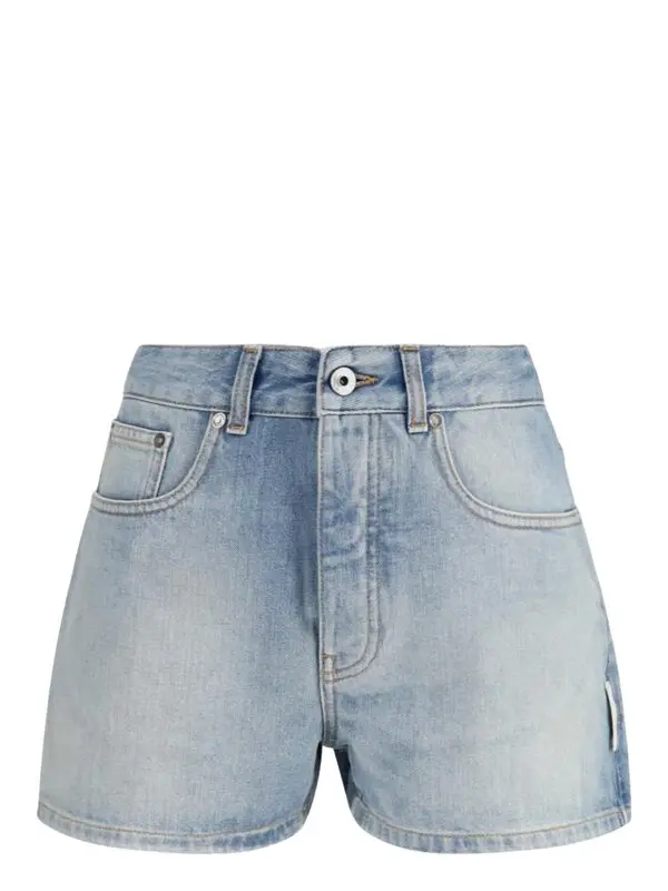 Off-White Denim Shorts With Belt Loops - Gray