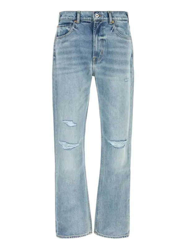 7 For All Mankind Easy Straight Distressed Jeans - Light Blue