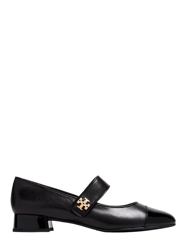 Tory Burch Cap-toe Mary Jane Heeled Ballet Flats - Black