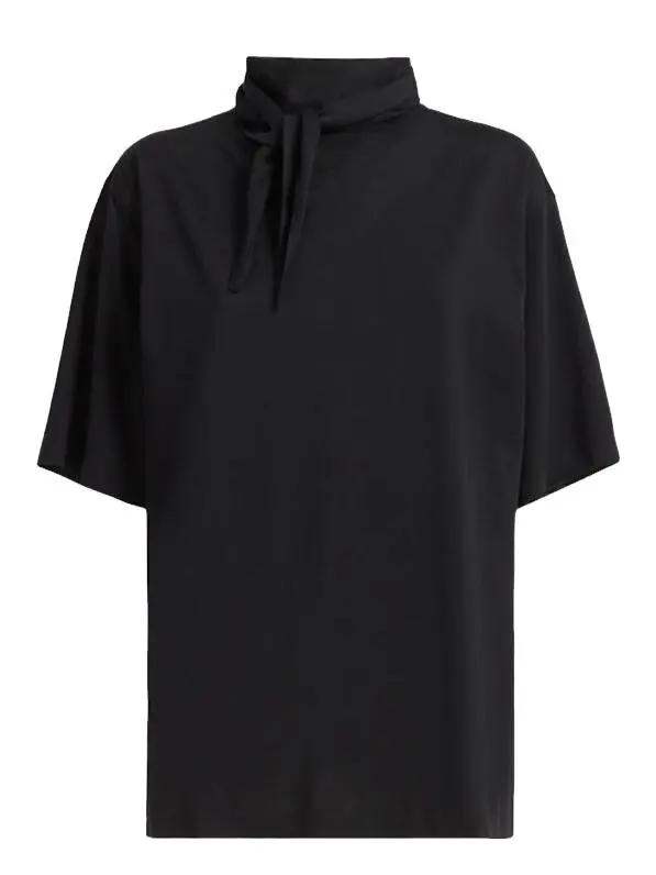 LEMAIRE Crewneck T-shirt With Scarf Detail - Black