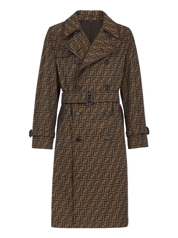 Fendi Ff Motif Belted Trench Coat - Brown