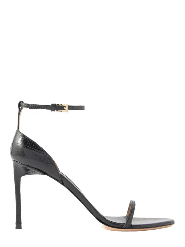 TOM FORD Vertigo 85 Croc-embossed Leather Stiletto Sandals - Black