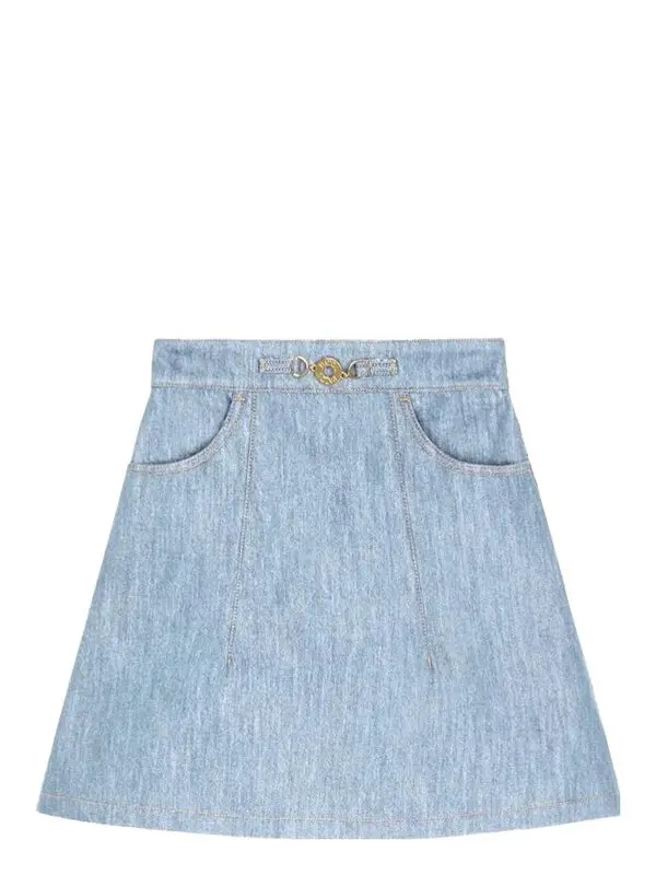 PATOU High-waist A-line Denim Mini Skirt - Blue