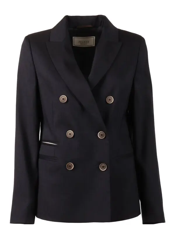 Peserico Double-breasted Peak Lapel Blazer - Black