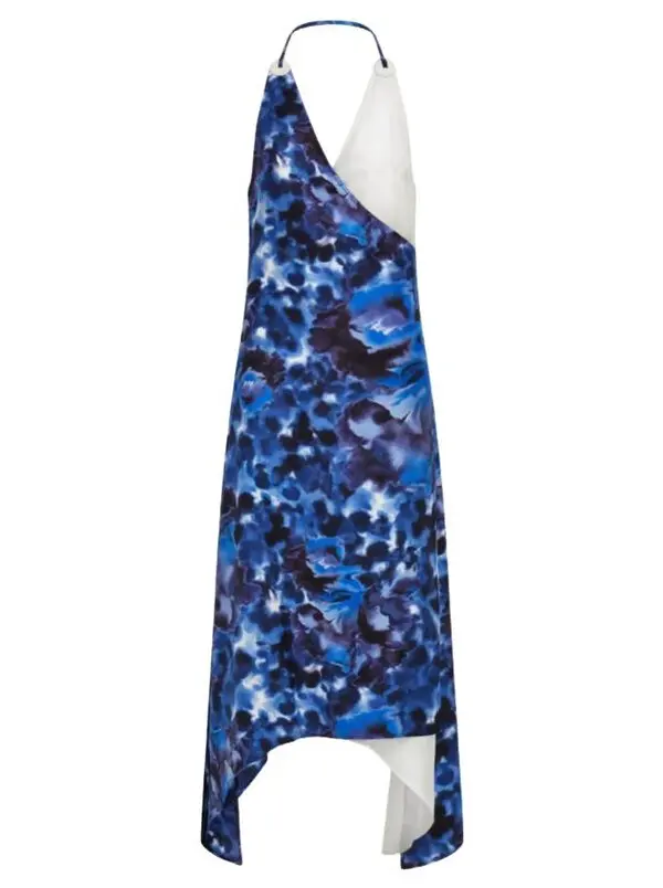 FERRAGAMO Floral Print Silk Wrap Dress - Klein Blue/denim Blue