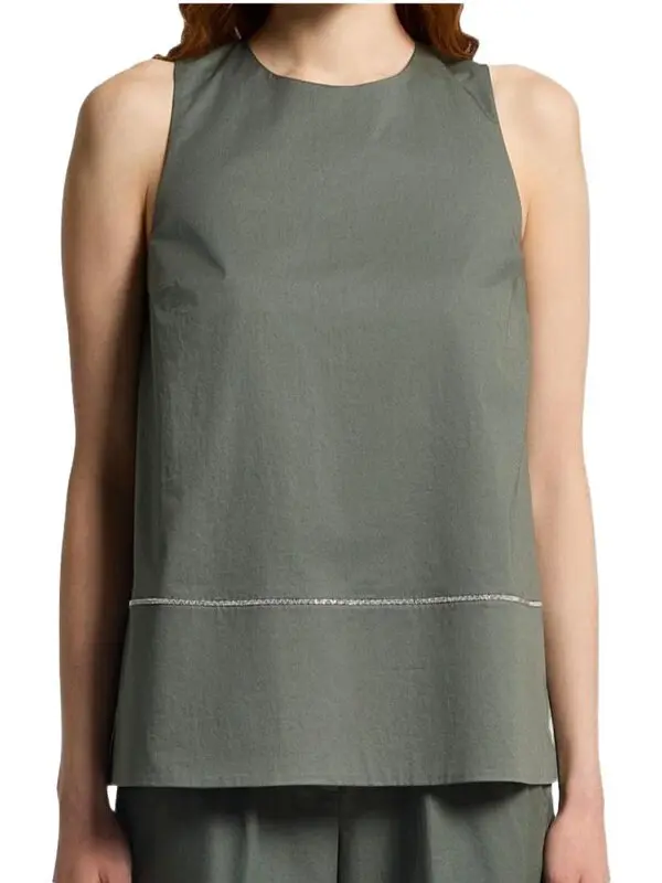 Peserico Sleeveless Beaded Trim Top - Gray
