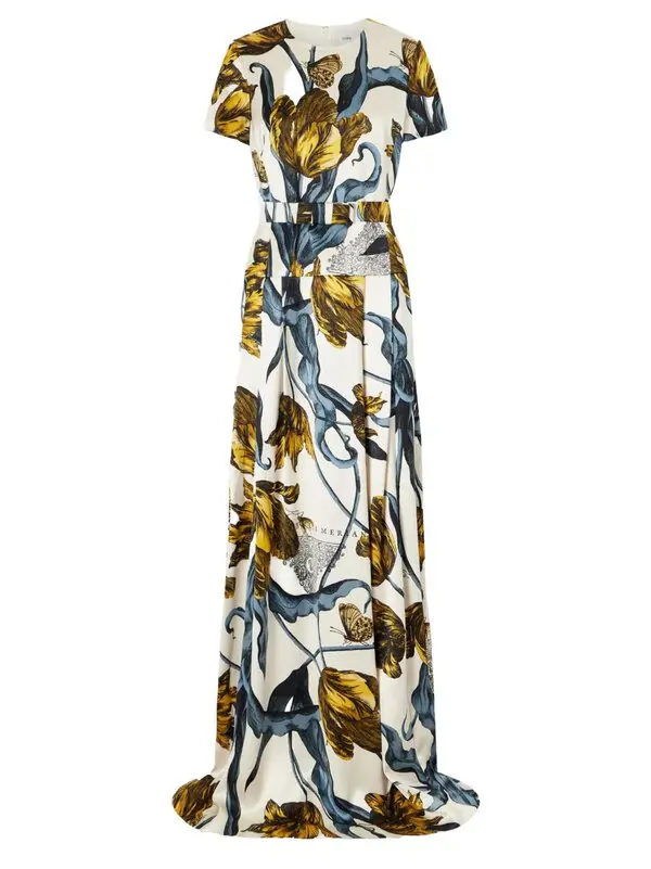 Erdem Lace-up Printed Maxi Dress - Multi-color
